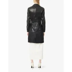 Nour Hammour Eames Single-breasted Leather Midi Coat
