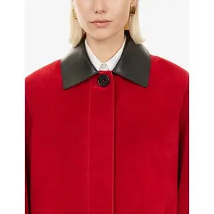 Givenchy Contrast-collar Leather Car Coat