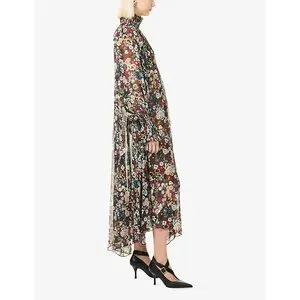Khaite Floral Silk Maxi Dress - Black Multi