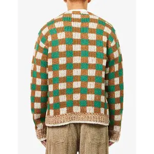 Marni Check-print V-neck Wool-blend Cardigan