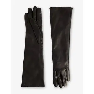 Nour Hammour Long Lined Leather Gloves - Black
