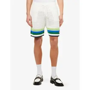 Casablanca Striped Logo-patch Knitted Cotton Shorts