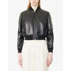 Givenchy Cropped Leather Bomber Jacket