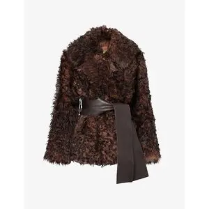Nour Hammour Belted Shearling Jacket