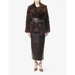 Nour Hammour Belted Shearling Jacket