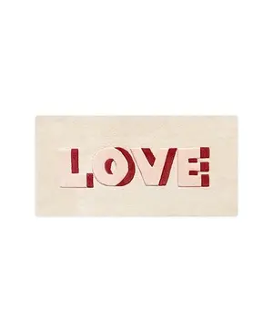 MAISON DEUX Rug Love Print, L 19.5 X W 39.3 - Cream / Red Print