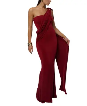 JLUXLABEL Golden Veil Maxi Dress - Red