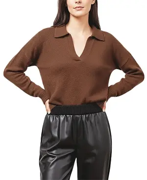 Central Park West Robbie V-neck Polo - Chocolate