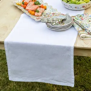 JULISKA Berry Scallop Table Runner, 18 X 90 - White