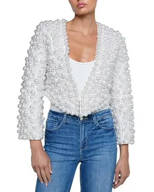 L'Agence Belle Pearl Embellished Jacket