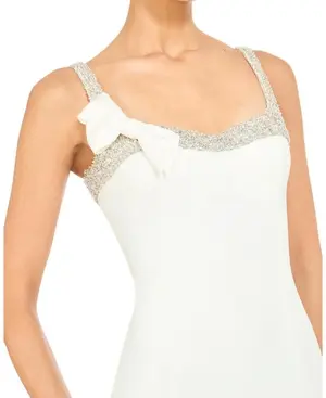 Jenny Packham Lucy Crystal-embellished Bow Midi Dress - Vanilla