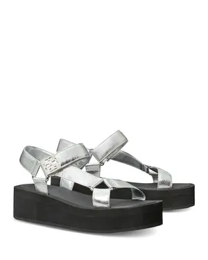 Tory Burch Mellow Platform Sandals - Silver