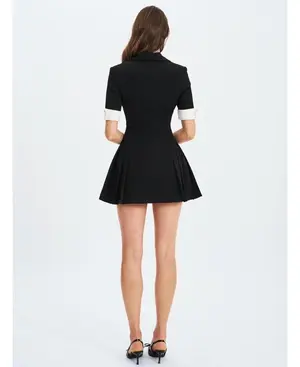 MISS CIRCLE NEW YORK Woven Crepe Pleated Mini Blazer Dress