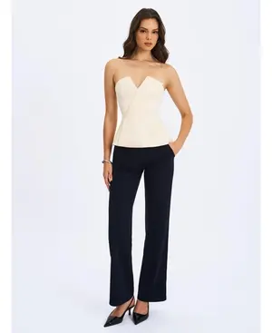 MISS CIRCLE NEW YORK Yani Asymmetrical Lapel Peplum Top