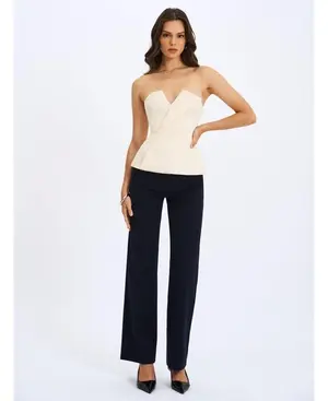 MISS CIRCLE NEW YORK Yani Asymmetrical Lapel Peplum Top