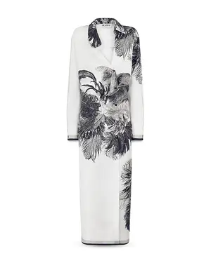 Attico Silk Midi Dress - White/black