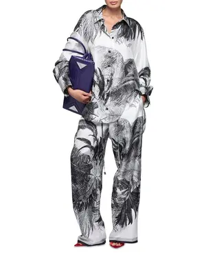Attico Diana Silk Shirt - White/black