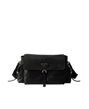 Prada Large Nappa Leather Flap Shoulder Bag - Black