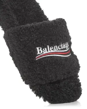 Balenciaga Furry Slide Slippers - Black/multi