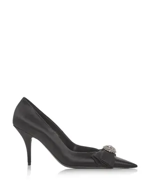 Balenciaga Avenue Palazzo Pointed Pumps - Black/crystal