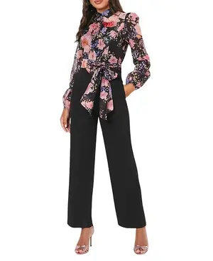 Coast Blouson Sleeve Pintuck Wide Leg Jumpsuit - Black