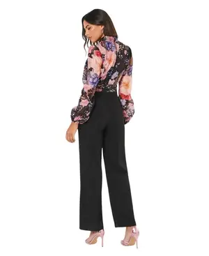 Coast Blouson Sleeve Pintuck Wide Leg Jumpsuit - Black