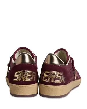 GOLDEN GOOSE Ballstar Suede Sneakers - Black Cherry