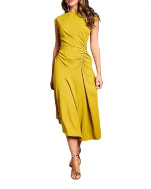 Coast Drape Side Cap Sleeve Midi Dress - Chartreuse