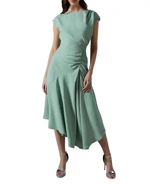 Coast Drape Side Cap Sleeve Midi Dress - Sage