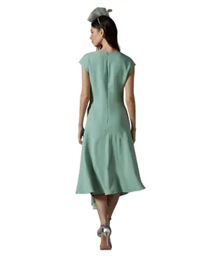 Coast Drape Side Cap Sleeve Midi Dress - Sage