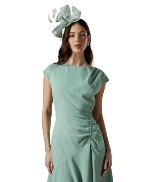 Coast Drape Side Cap Sleeve Midi Dress - Sage