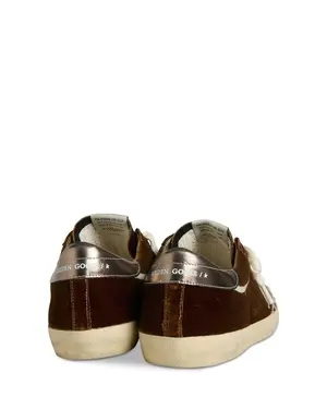 GOLDEN GOOSE Super Star Velvet Low Top Sneakers - Cognac