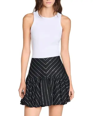 Sandro Striped Sequin Mini Skirt
