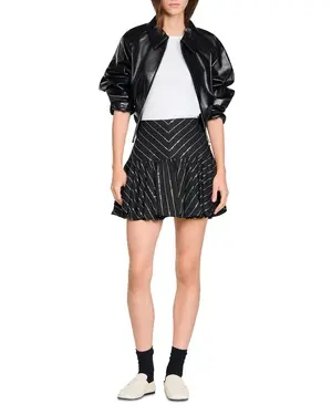 Sandro Striped Sequin Mini Skirt