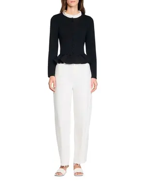 Sandro Removable Collar Peplum Cardigan