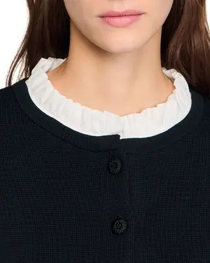 Sandro Removable Collar Peplum Cardigan