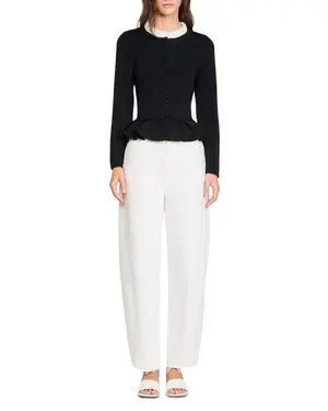 Sandro Removable Collar Peplum Cardigan