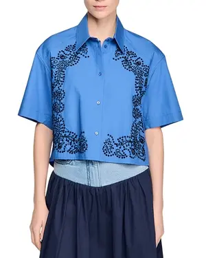 Sandro Embroidered Beaded Shirt