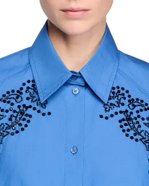Sandro Embroidered Beaded Shirt