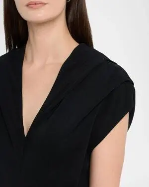 Co Banana Cut Cap-sleeve Midi Dress - Black