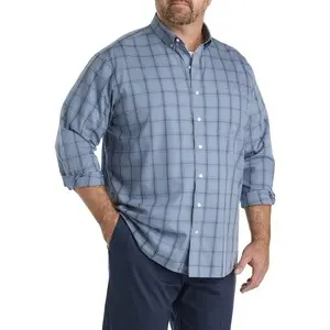 OAK HILL BY DXL Big & Tall Large Plaid Sport Shirt V3 - Blue