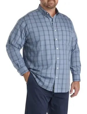 OAK HILL BY DXL Big & Tall Large Plaid Sport Shirt V3 - Blue