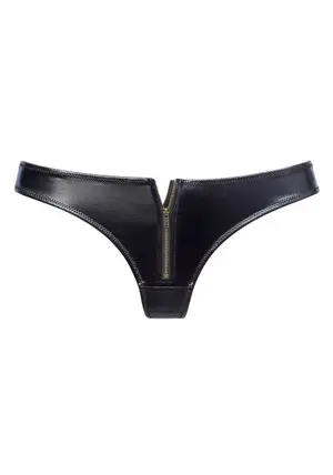 LASCANA Faux Leather Zip Thong