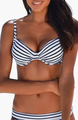 LASCANA Pattern Underwire Bikini Top - Navy Striped