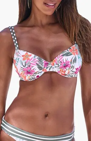 LASCANA Pattern Underwire Bikini Top - White Printed