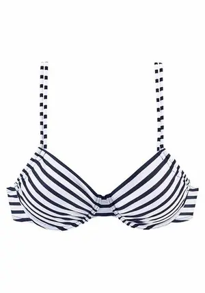 LASCANA Pattern Underwire Bikini Top - Navy Striped