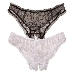 LASCANA Pk Sheer Open Panties - Black & White