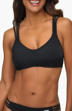 LASCANA Strappy Scoop Bikini Top Black