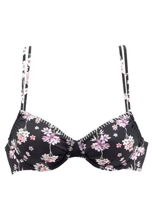 LASCANA Trimmed Underwire Bikini Top - Black Printed