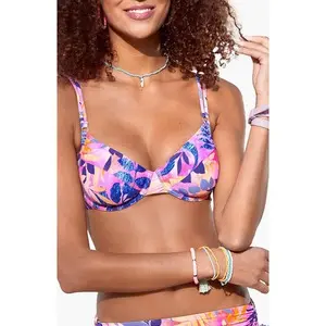 LASCANA Tropical Print Underwire Bikini Top - Pink-printed